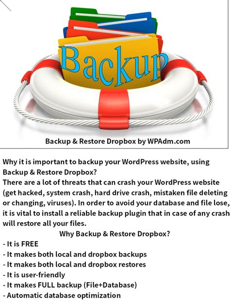 Main Features Of Backup And Restore Dropbox That Can Save Wordpress Website From Data Lost