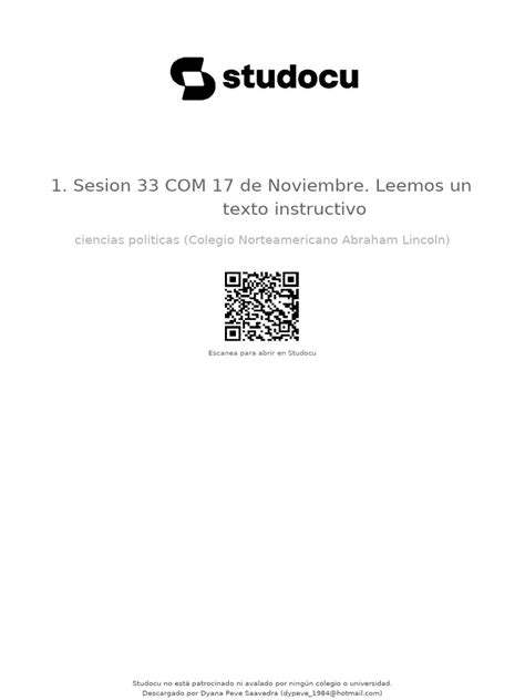 1 Sesion 33 Com 17 De Noviembre Leemos Un Texto Instructivo Pdf