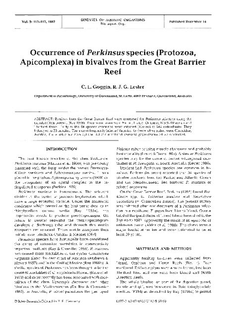 Pdf Occurrence Of Perkinsus Species Protozoa Apicomplexa In