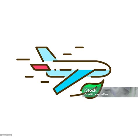지속 가능한 항공 연료 아이콘 녹색 잎으로 비행 비행기 픽셀 완벽 편집 스트로크 다채로운 아이콘 지속 가능한 자원에 대한 스톡