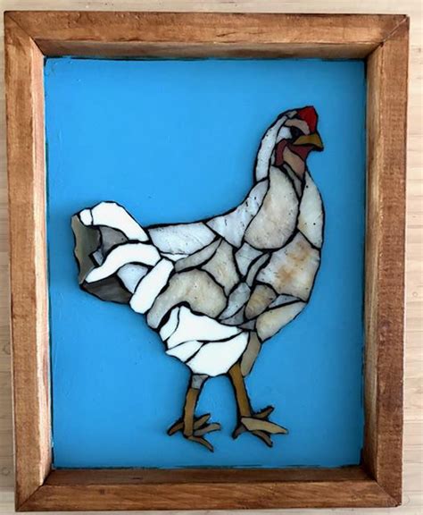 Chicken Glass Mosaic Artwork 8x10 By Artist Mosaicsbykarla Hen Art