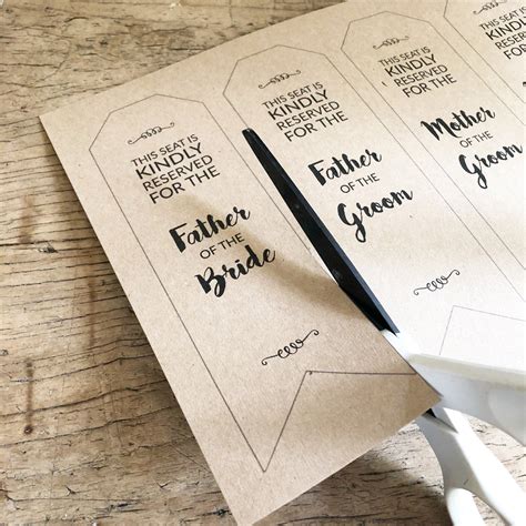 Printable Wedding Reserved Seat Signs Digital Download Print At Home