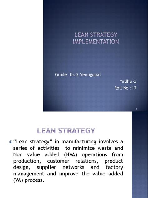 Lean Strategy Implementation Methodology Pdf Lean Manufacturing Strategic Management