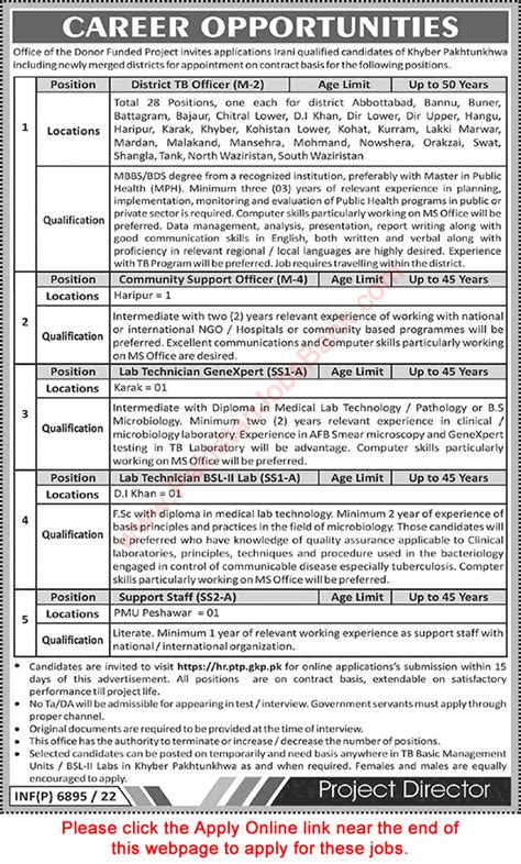 Provincial Tb Control Program Kpk Jobs 2022 December Apply Online Tb