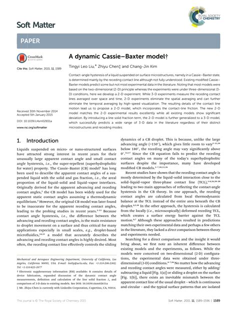 Pdf A Dynamic Cassiebaxter Model