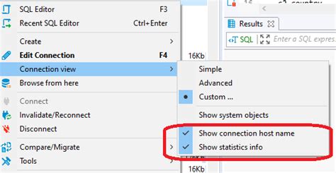 Add Connection Host Name And Statistics Toggle In Navigator Context