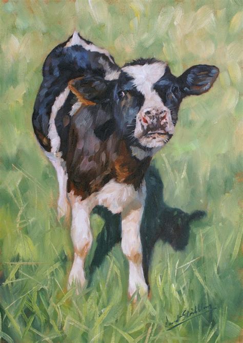 Holstein calf painting by David Stribbling | Корова в искусстве ...