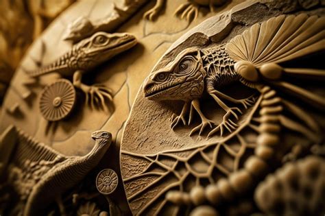 Premium Ai Image Closeup Of Dinosaur Fossils With The Intricate Details Revealed In Stunning