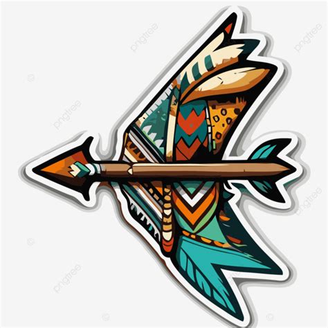Decal Depicting An Arrow With Colors And Feathers Clipart Vector