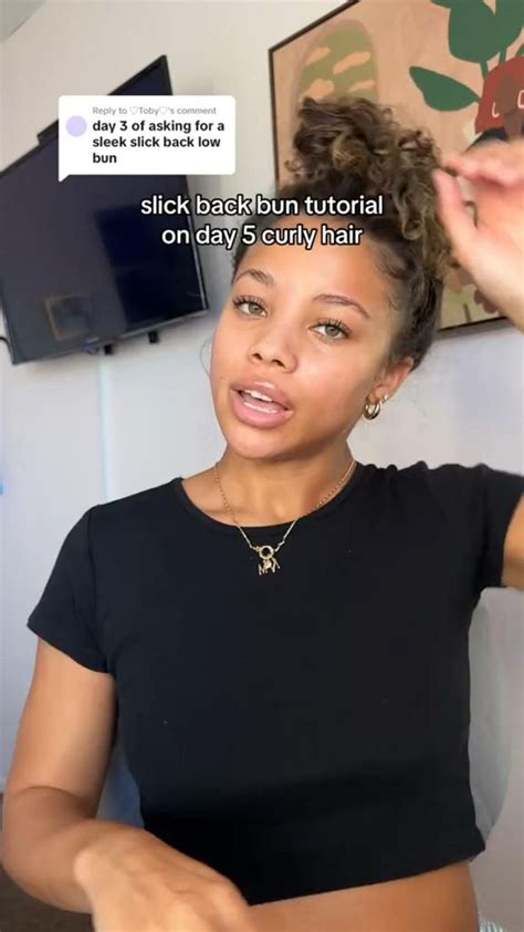 Slick Back Bun On Curly Hair Curly Hair Styles Protective Hairstyles