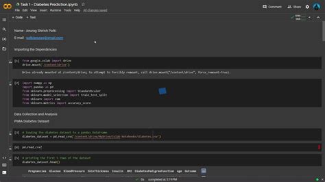 My First Task By Internpe Diabetes Prediction Anurag Patki Posted On