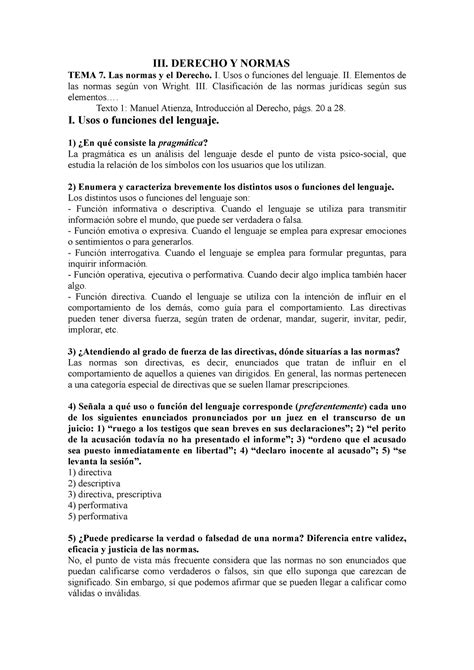 GUIA TEMA Hecha Resumen Del Tema III DERECHO Y NORMAS TEMA Las Normas Y El Derecho I