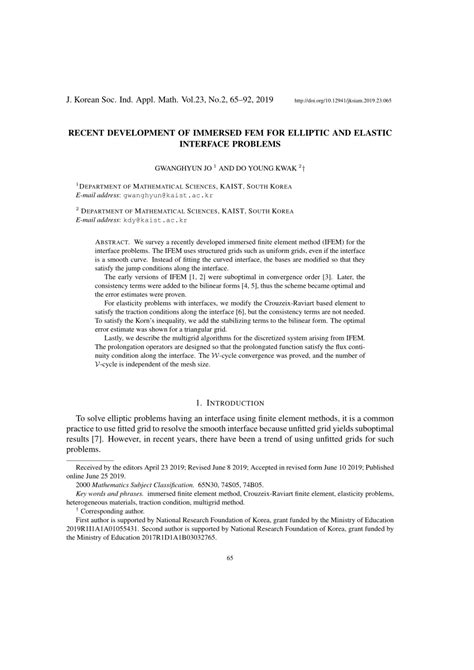 Pdf Recent Development Of Immersed Fem For Elliptic And Elastic
