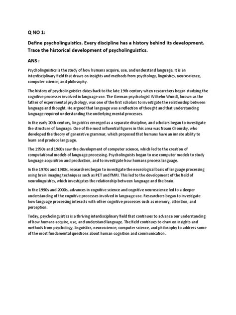 The Evolution Of Psycholinguistics Tracing The Historical Development