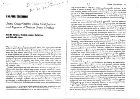 Pdf Social Categorization Social Identification And Rejection Of Deviant Group Members
