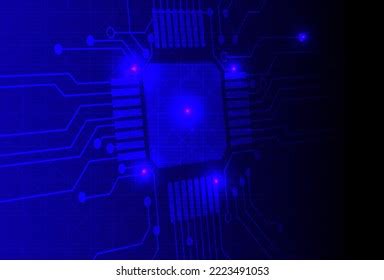Vector Futuristic Microchip Cpu Circuit Board Blue Light Over Royalty Free Licensable Stock