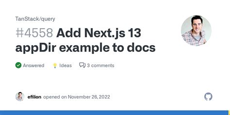 Add Nextjs 13 Appdir Example To Docs · Tanstack Query · Discussion