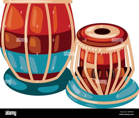 Indian Classical Tabla Folk Music Drum Percussion Set Bright Colors