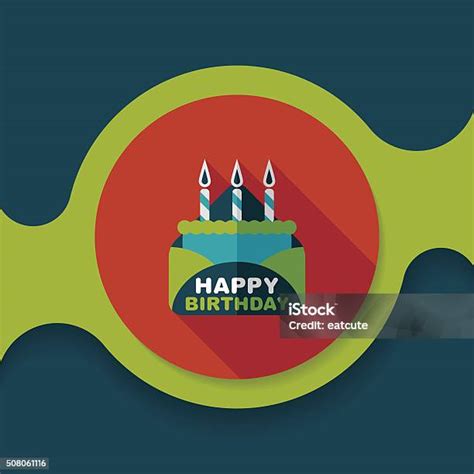 버스데이 카드 평편 아이콘크기 긴 Shadow Eps10이 포함됩니다 생일에 대한 스톡 벡터 아트 및 기타 이미지 생일
