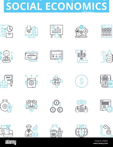Social Economics Vector Line Icons Set Socioeconomics Inequality