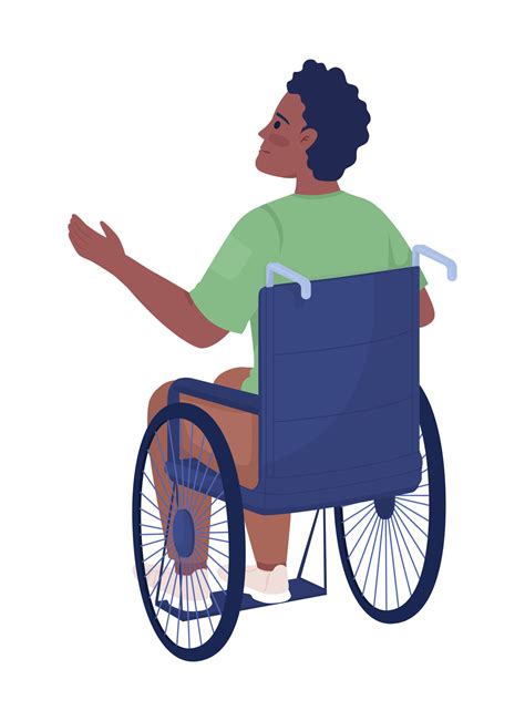 Man In Wheelchair Semi Flat Color Vector Character Patient With