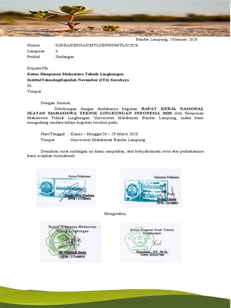 Undangan Institut Teknologi Sepuluh November Its Surabaya Pdf