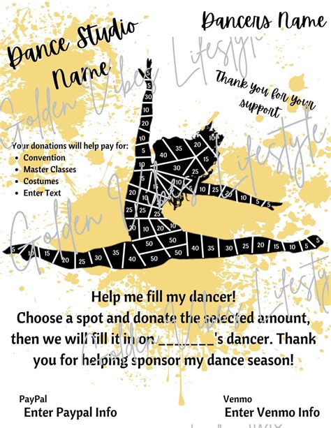 Dance Fundraiser Flyer Fill My Dancer Editable Canva Template