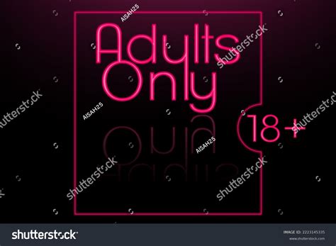 Adults Only Neon Background Warning Eighteen Stock Illustration