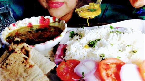 Asmr Eating Dal Chawal Arhar Dal Basmati Rice Salad N Fulka Roti 🤤🤤