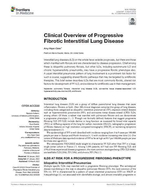 Clinical Overview Of Progressive Fibrotic Ild Insights And Management