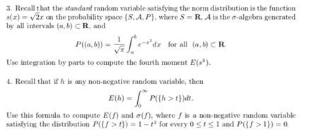 Solved Recall That The Standard Random Variable Chegg Com