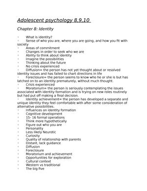 Adolescent Psychology Ch Adolescent Psychology