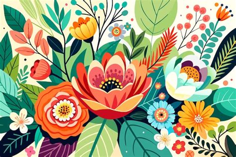 Premium Vector Vibrant Colorful Floral Pattern With Diverse Plant