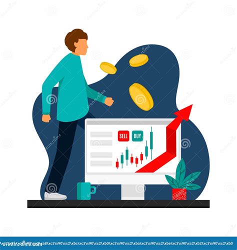 The Trader Tracks The Charts At The Computer Trading Quotes Stocks