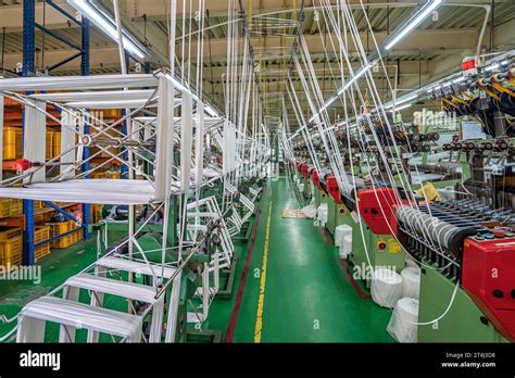 Elastic Weaving Workshop At Textile Factory In Industrial Zone In Ho