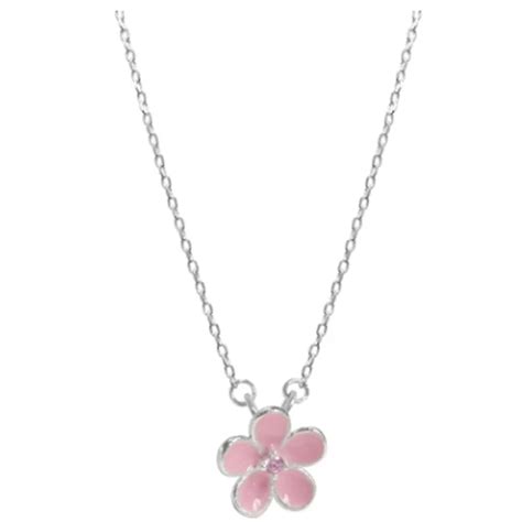 Daisies Cherry Blossoms 925 Sterling Necklaces Pendants Sakura Flower Choker Necklace