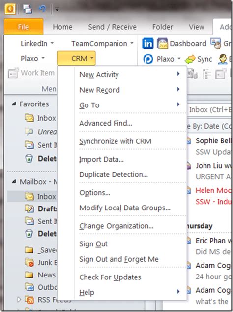Outlook 2010 Beta 2 And Add Ins Dynamics CRM Team Companion LinkedIn
