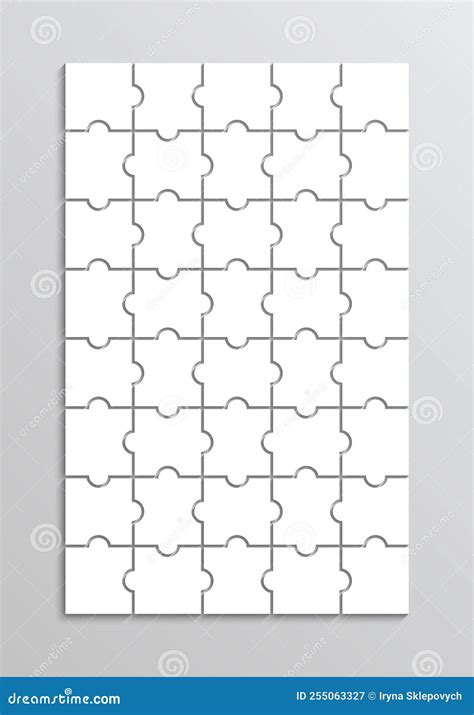 Puzzle Pieces Grid Jigsaw Template Puzzle Layout With 8x5 Details