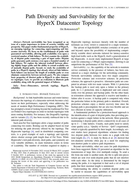 Path Diversity And Survivability For The Pdf Routing Network Topology