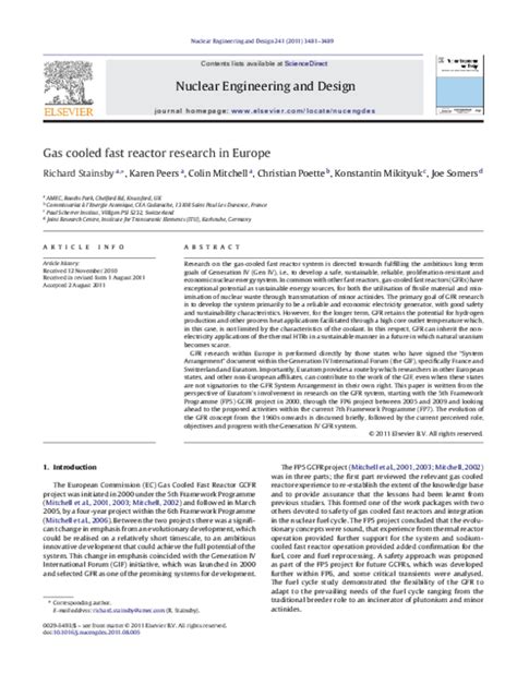 Pdf Gas Cooled Fast Reactor Research In Europe