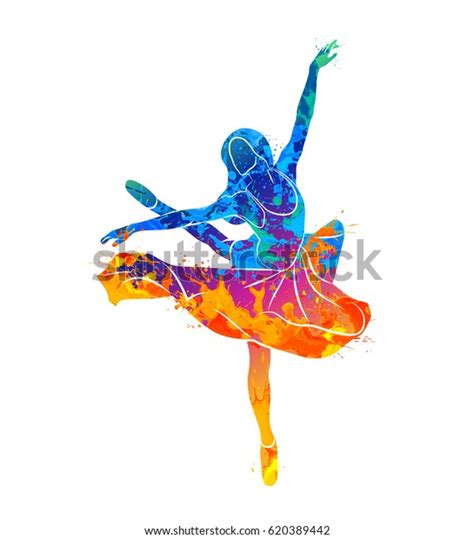 Abstract Dancing Girl Splash Watercolors Vector Stock Vector Royalty