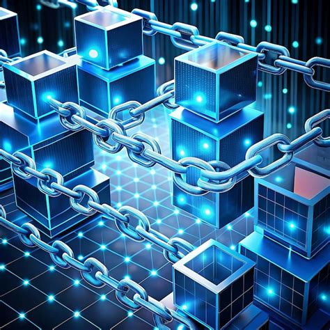 blocks connected in a chainlike grid with data representing digital