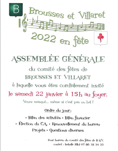 Assemblée Générale Comité Des Fêtes Brousses Et Villaret