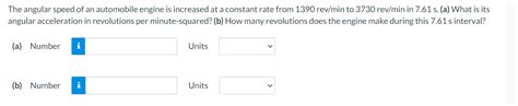 Solved The Angular Speed Of An Automobile Engine Is