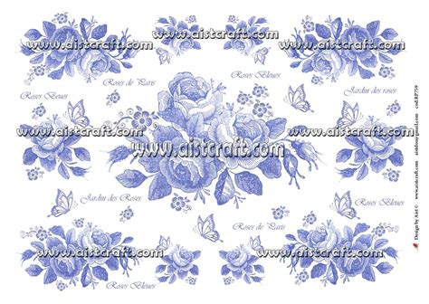 Rice Paper For Decoupage Blue Roses