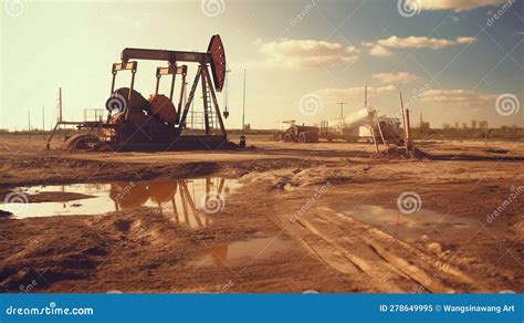 Energy Oil Gas Fuel Pumping Rig Ai Generated Image Stock
