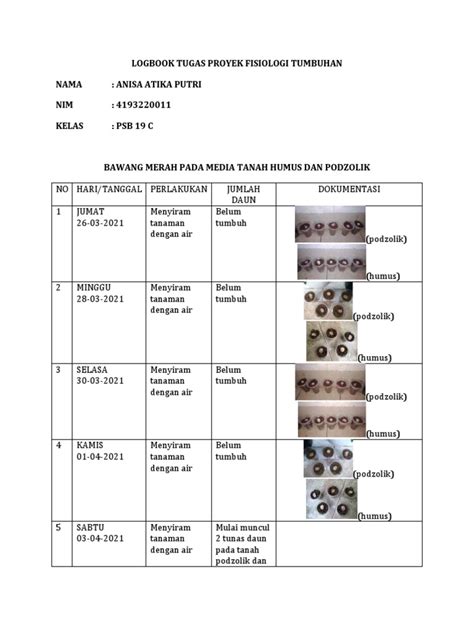 Logbook Tugas Proyek Fisiologi Tumbuhan Pdf