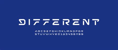 테크 폰트 디지털 알파벳 굵은 라틴 문자 Az 및 아라비아 숫자 09 디자인 사이버 미래 스타일로 제작 4에 대한 스톡 벡터