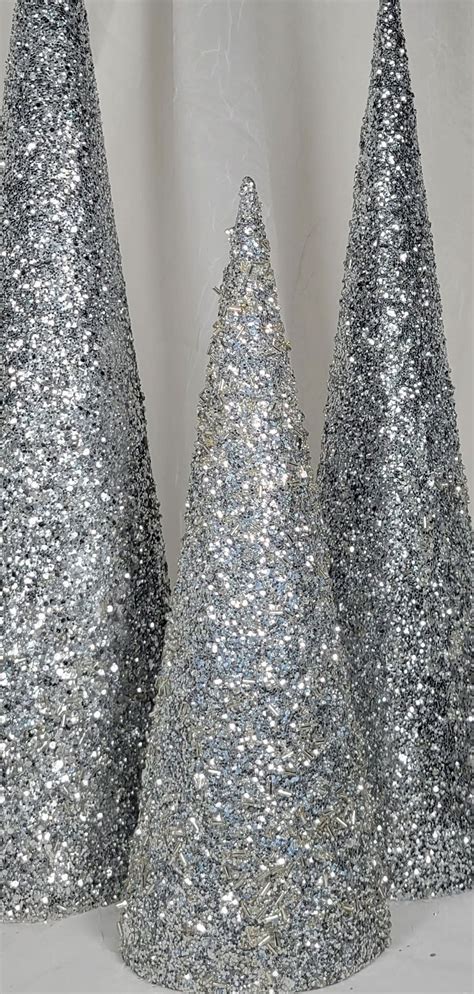 Silver Glitter Tree Decorative Tree Party Centerpiece Etsy