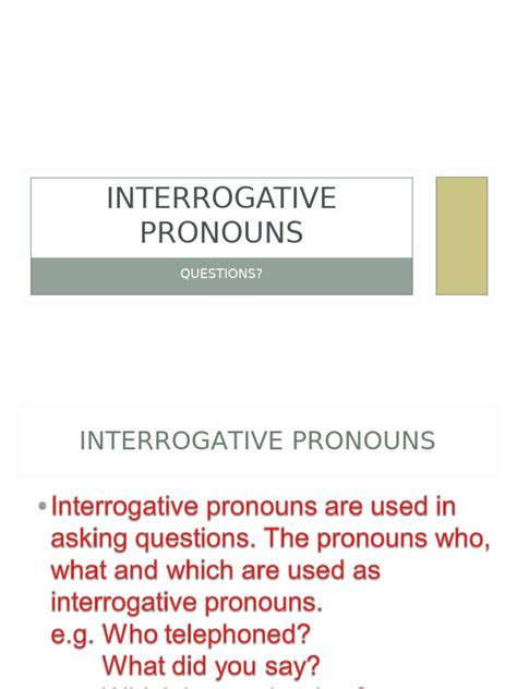 Interrogative Pronoun Usage Guide Pdf Pronoun Verb